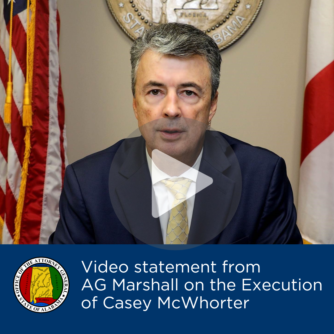 Attorney General Steve Marshall Statement On The Execution Of Murderer
